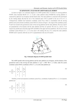 Kinematic and Dynamic Analysis of 6-UPS Parallel Robot | PDF