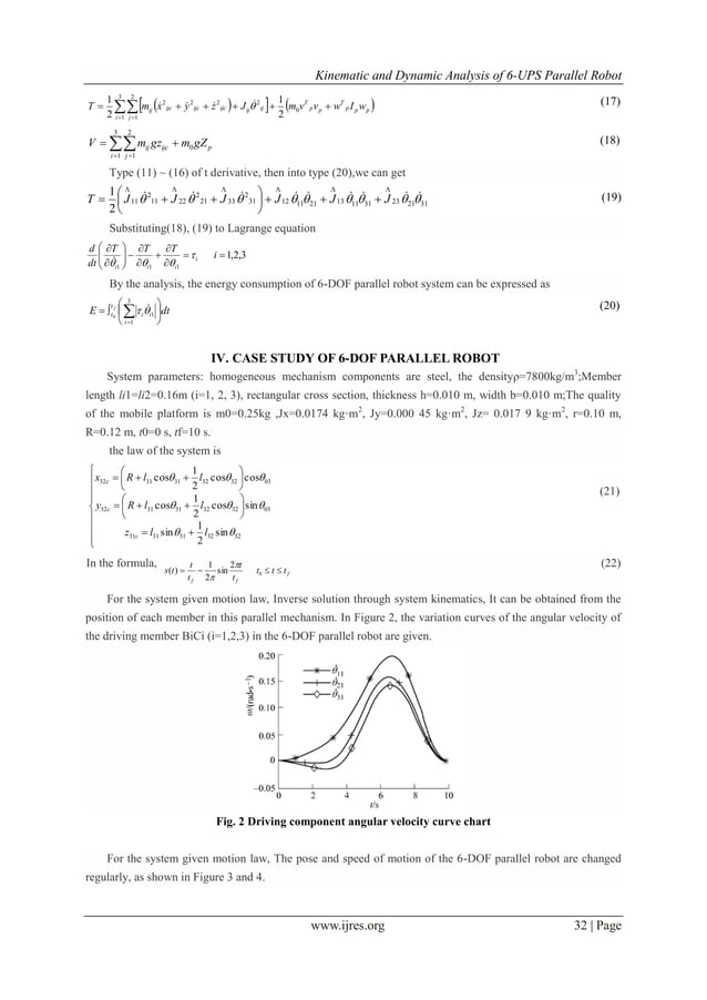 Kinematic and Dynamic Analysis of 6-UPS Parallel Robot | PDF