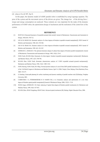 Kinematic and Dynamic Analysis of 6-UPS Parallel Robot | PDF
