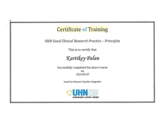 UHN Certificate of training | PPT