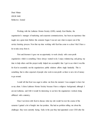 service learning reflective journal | DOCX