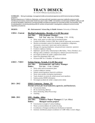 Resume 2016 | DOCX | Environmental Services Industry | Industries