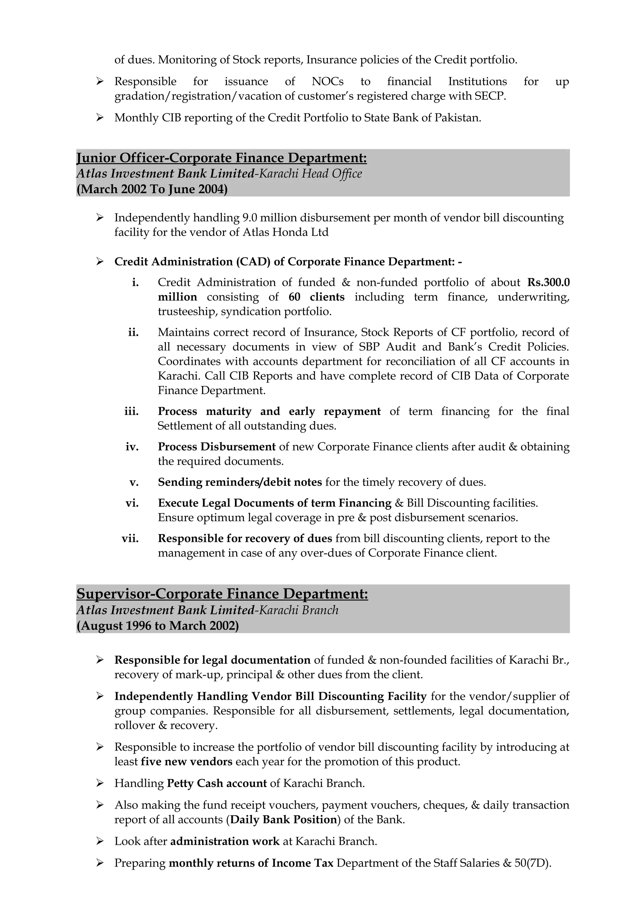 Riaz CV | DOC | Business Accounting & Finance | Business