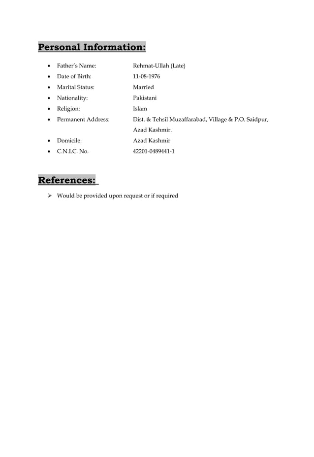 Riaz CV | DOC | Business Accounting & Finance | Business