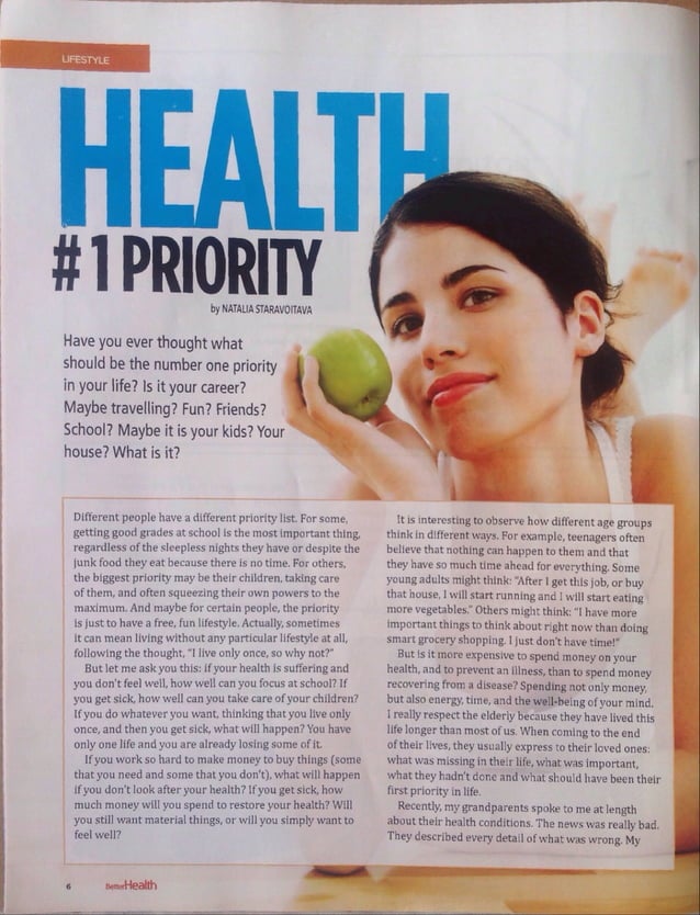 Health Number One Priority | PDF