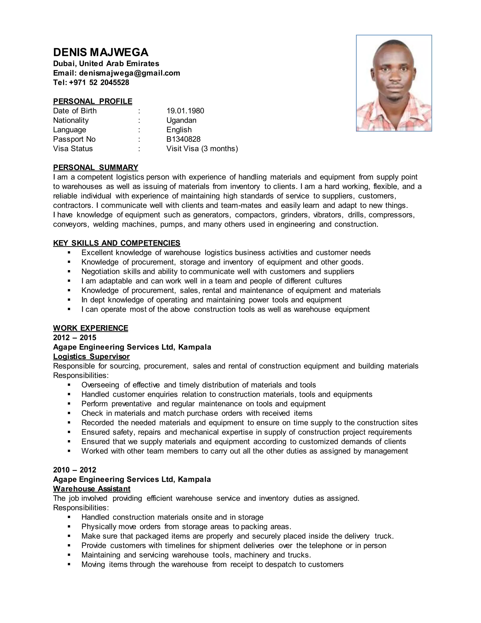 Denis Majwega CV warehouse and industrial equip (2) | PDF