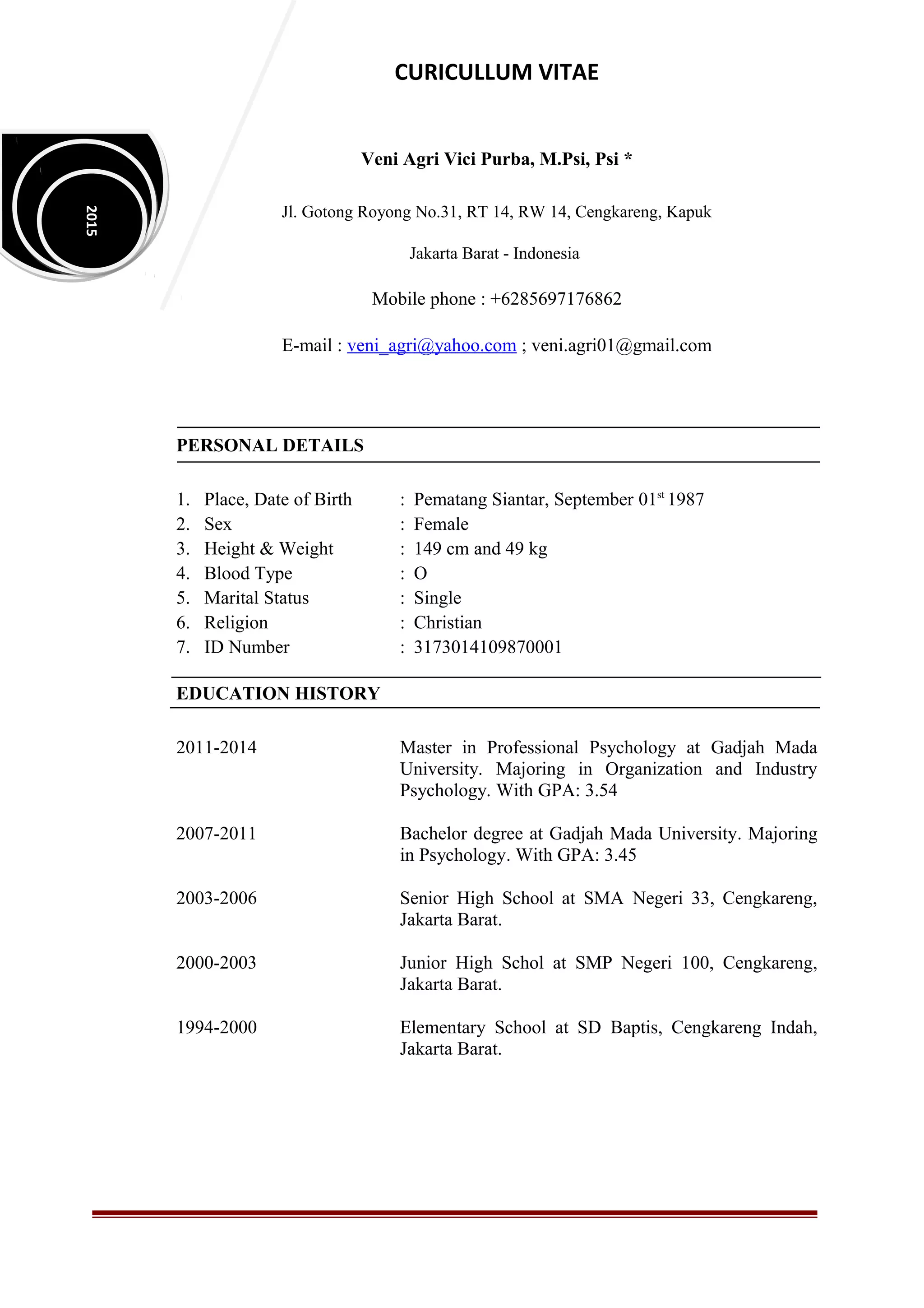 CV Veni | DOC | Education