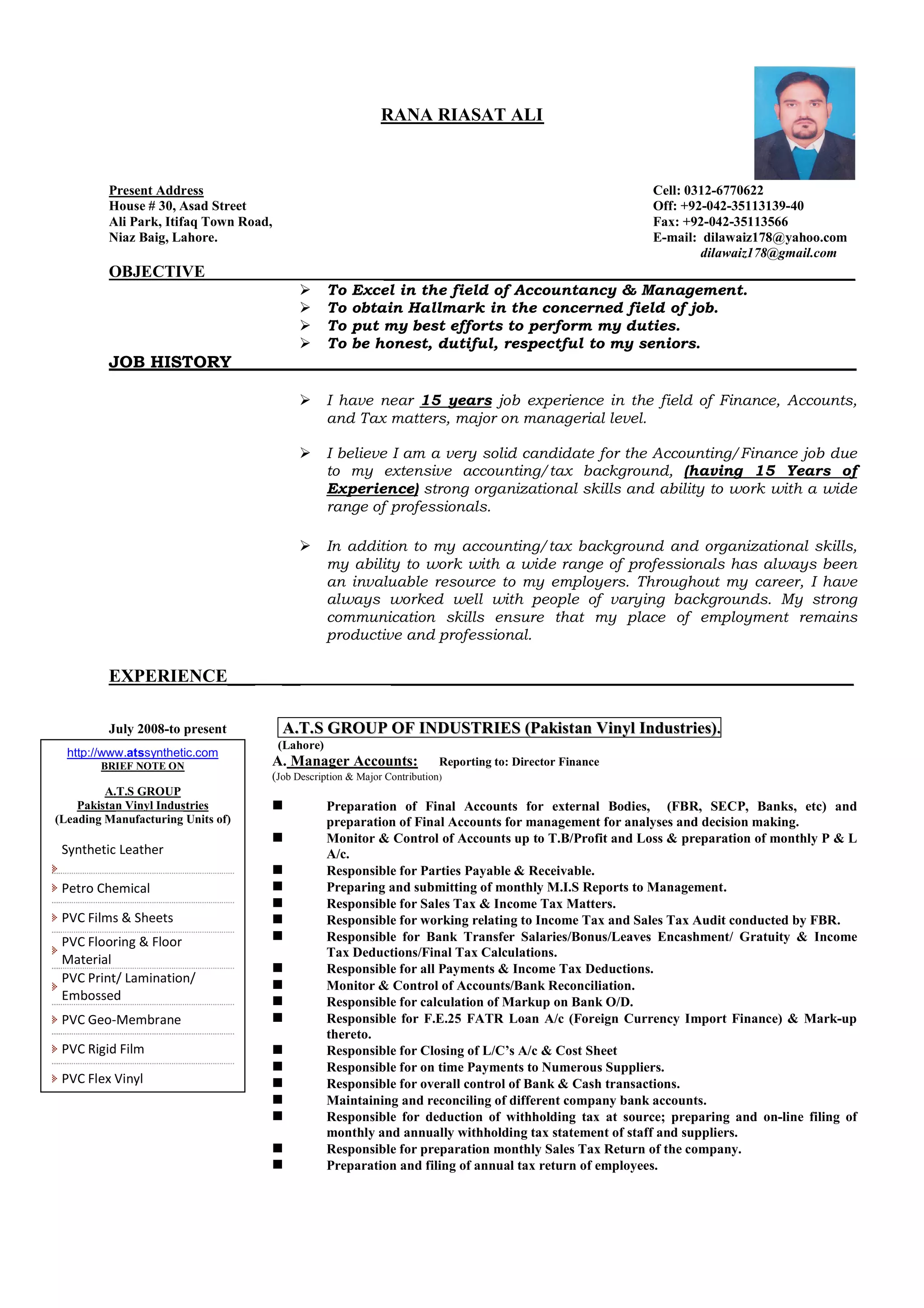 CV Rana Riasat Ali[PDF] | PDF | Business Accounting & Finance | Business