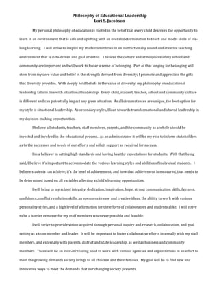 Philosophy of Educational Leadership | PDF