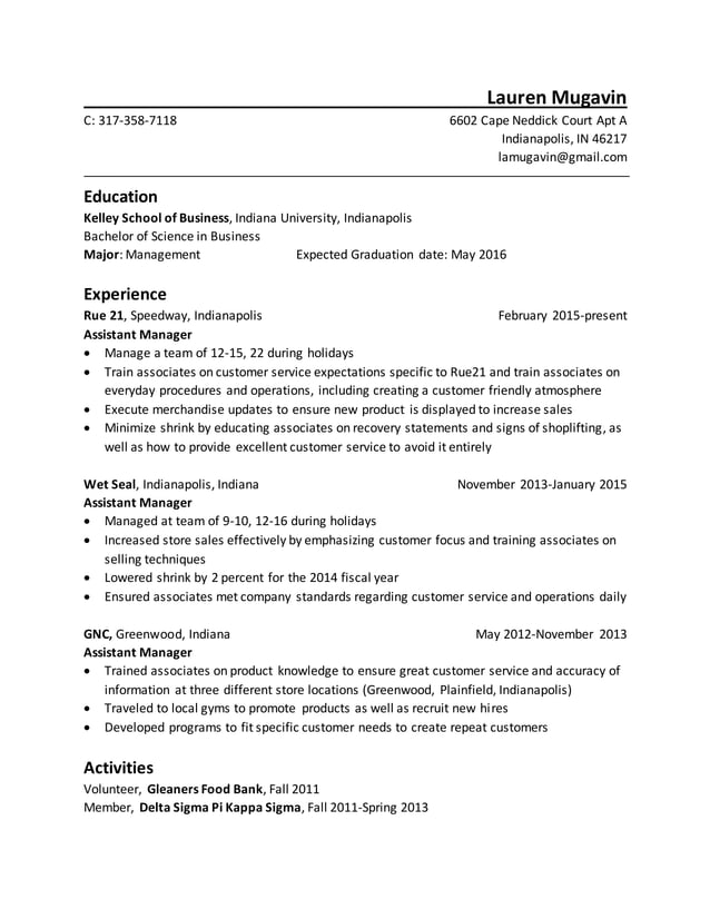 Kelley Resume | DOCX | Business | Business and Finance