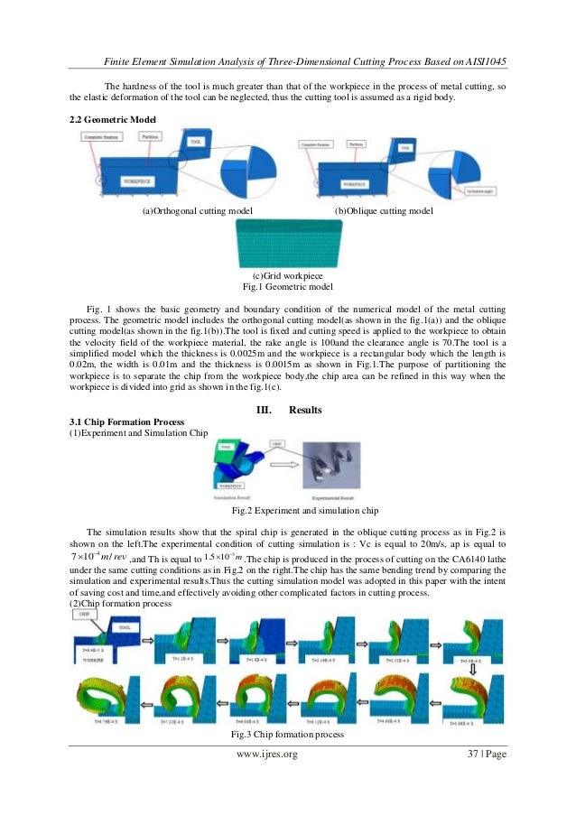 Finite Element Simulation Analysis Of Three Dimensional Cutting Proce…