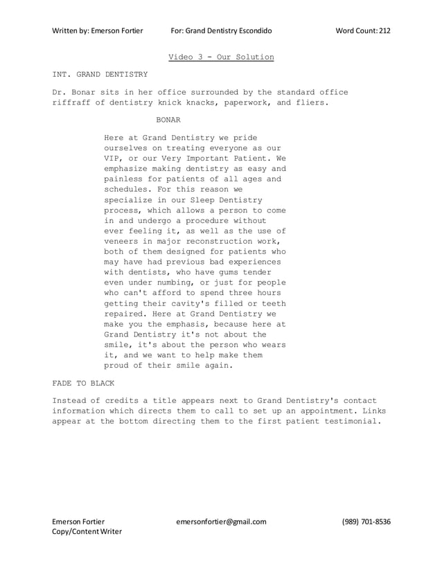 Grand Dentistry Script Sample | PDF