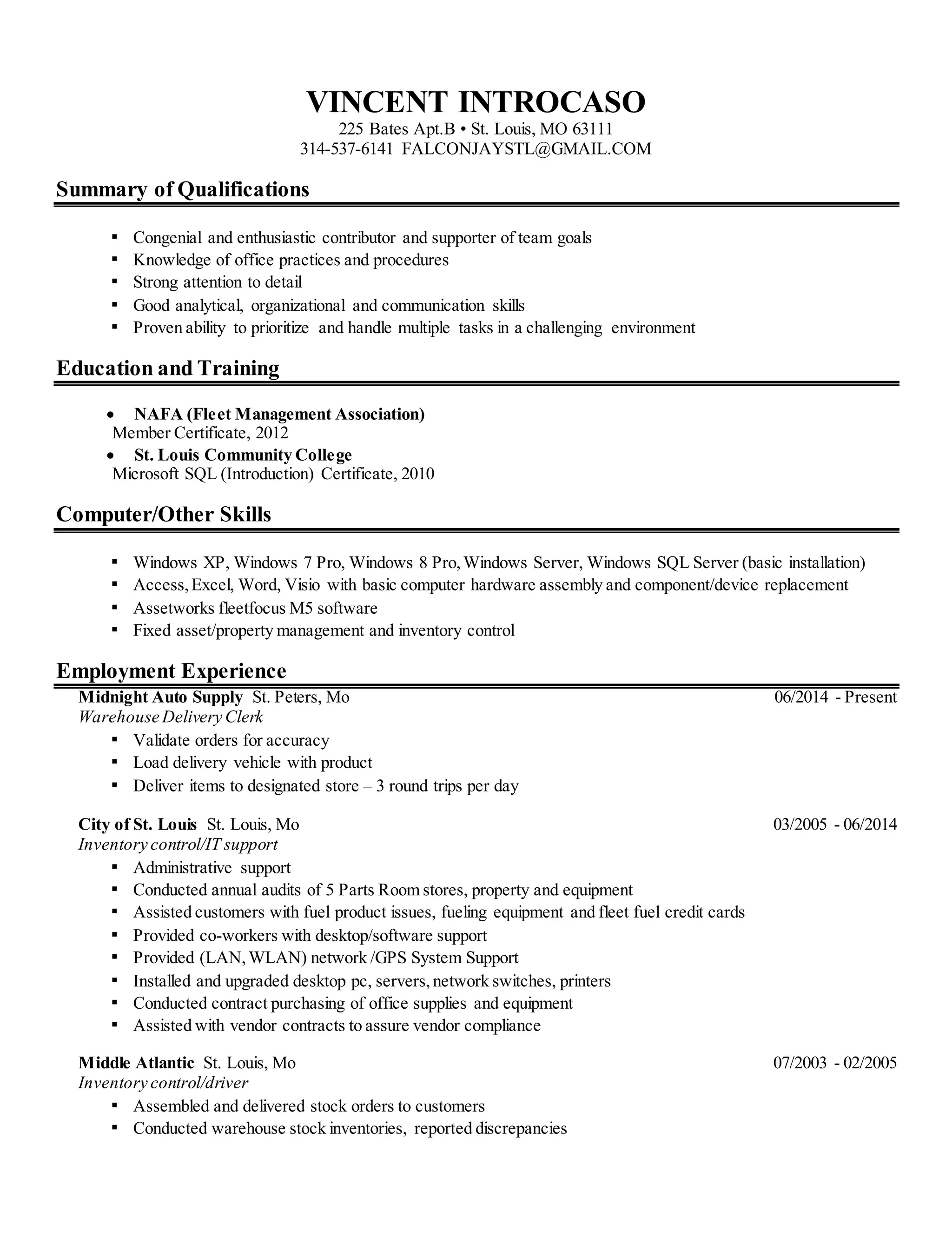 Vincent J. Introcaso Jr. resume 072015 | DOCX