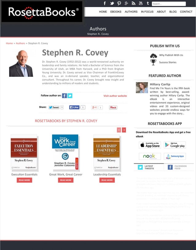 Stephen R. Covey - eBooks, Biography - RosettaBooks® | PDF | Publishing Industry | Industries