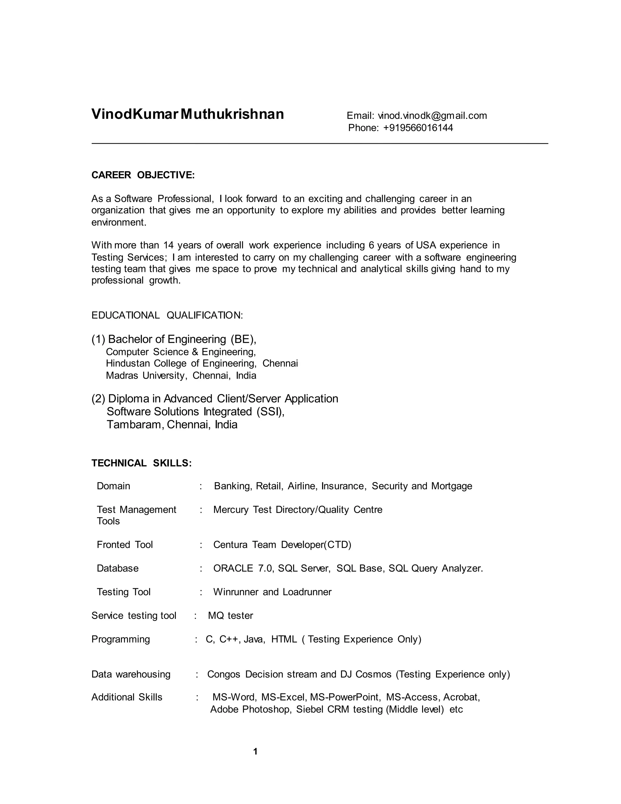 Resume_Vinod | DOCX
