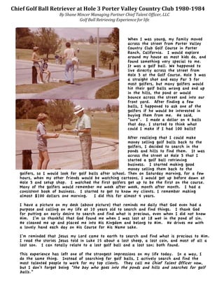 Chief Golf Ball Retriever at Hole 3 Porter Valley Country Club 1980 ...