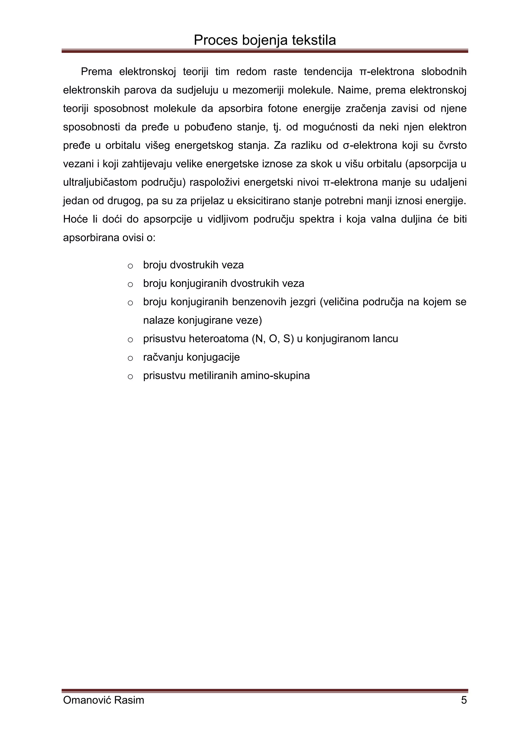 Proces Bojenja Tekstila - Rasim Omanović | PDF