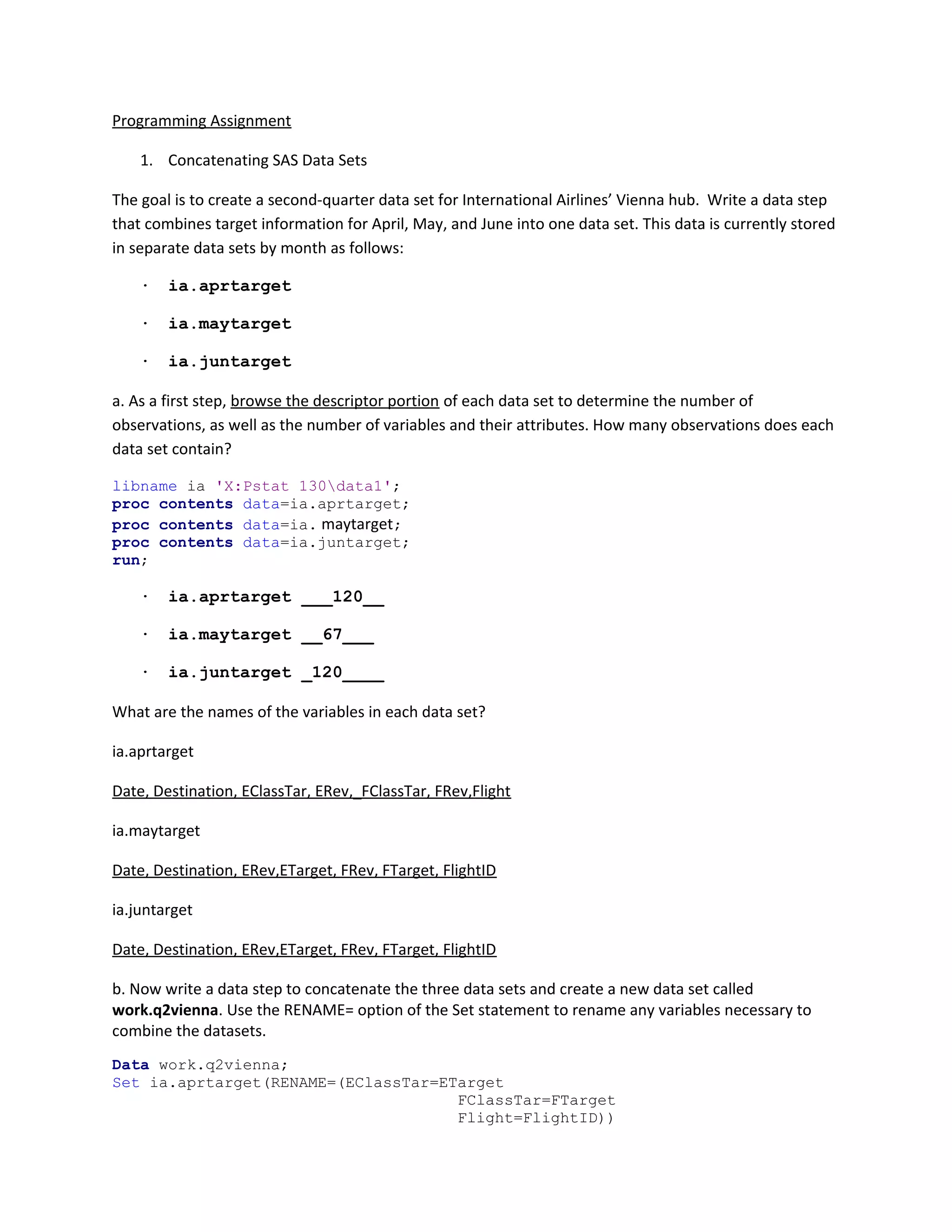 SAS writing example | DOC