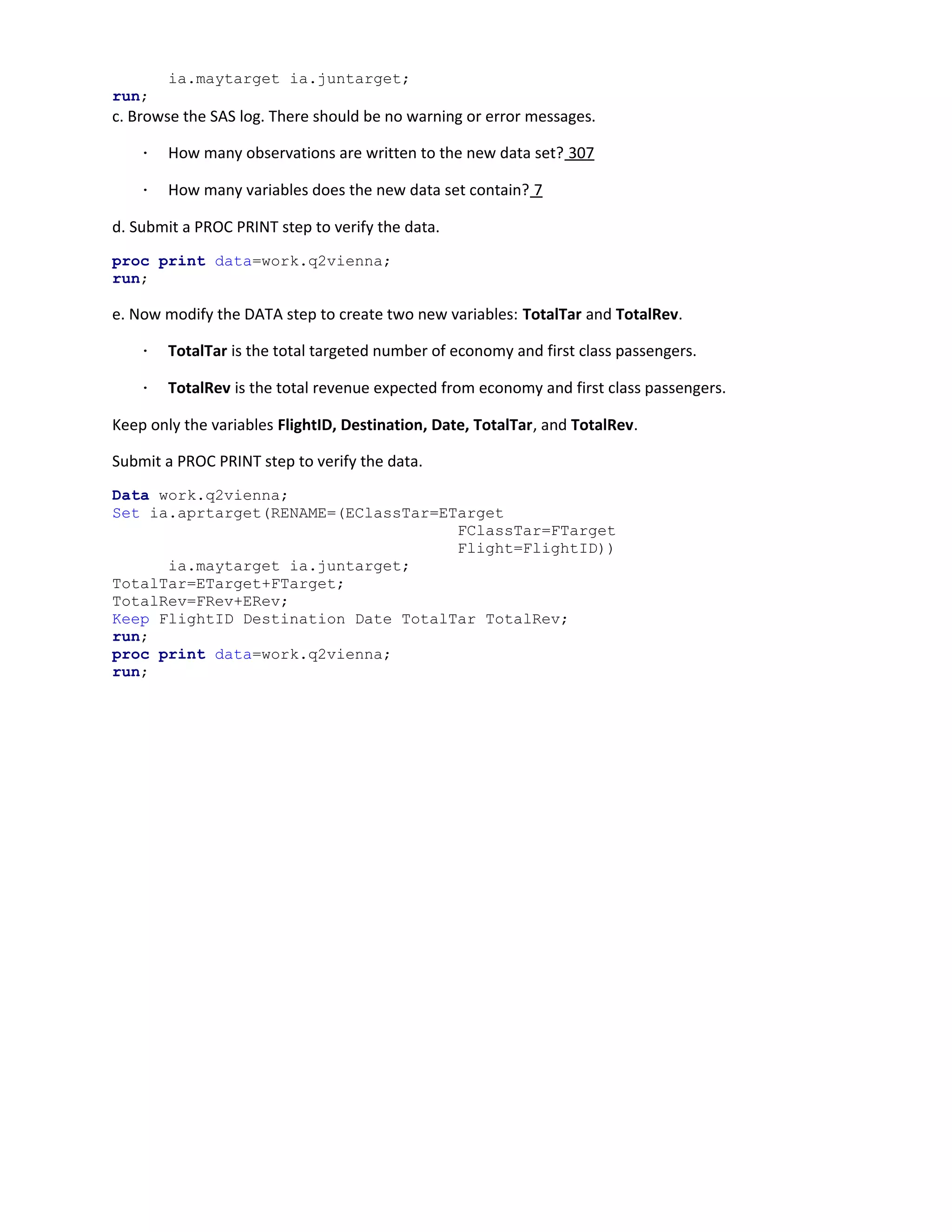 SAS writing example | PDF