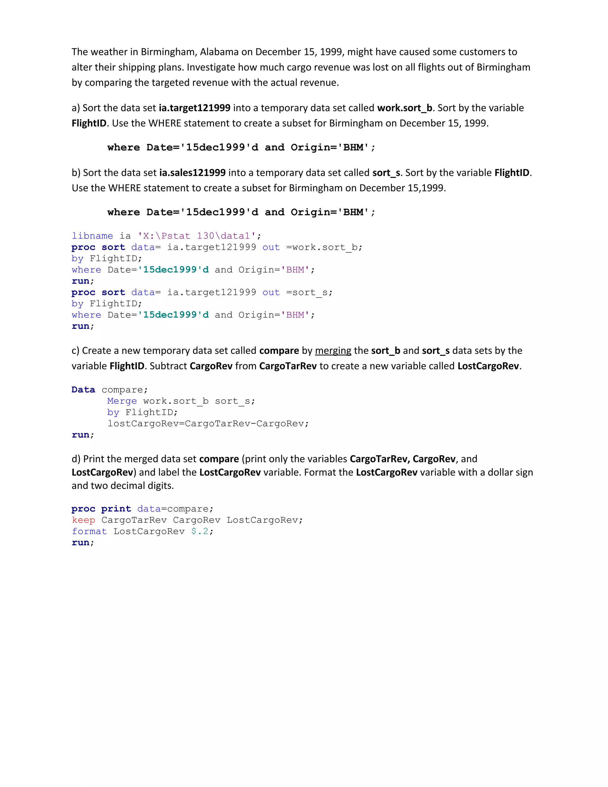 SAS writing example | DOC