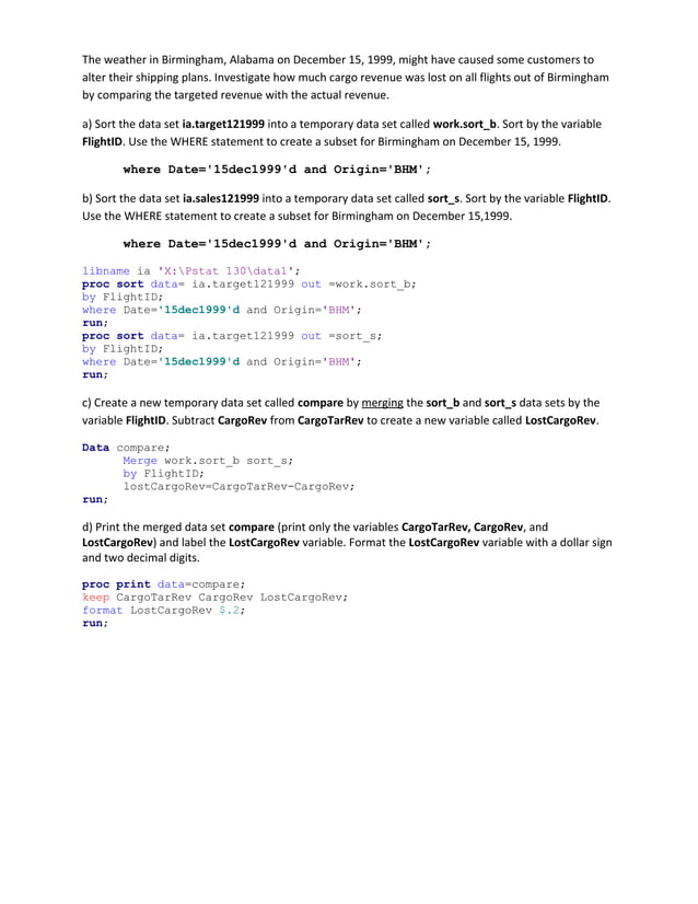 SAS writing example | DOC