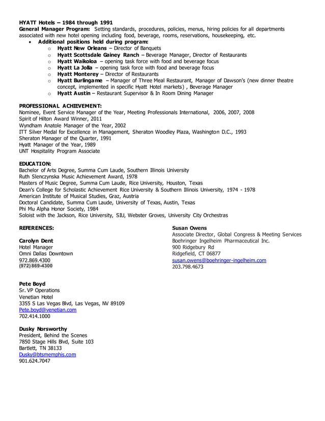 Hal Scott Resume | DOCX | Hospitality Industry | Industries