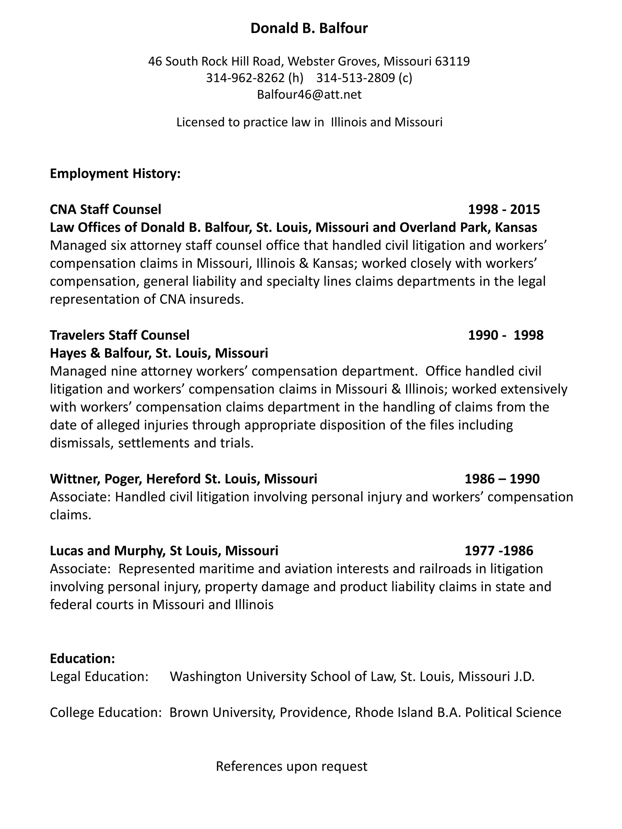 Donald B Balfour Resume | PPTX