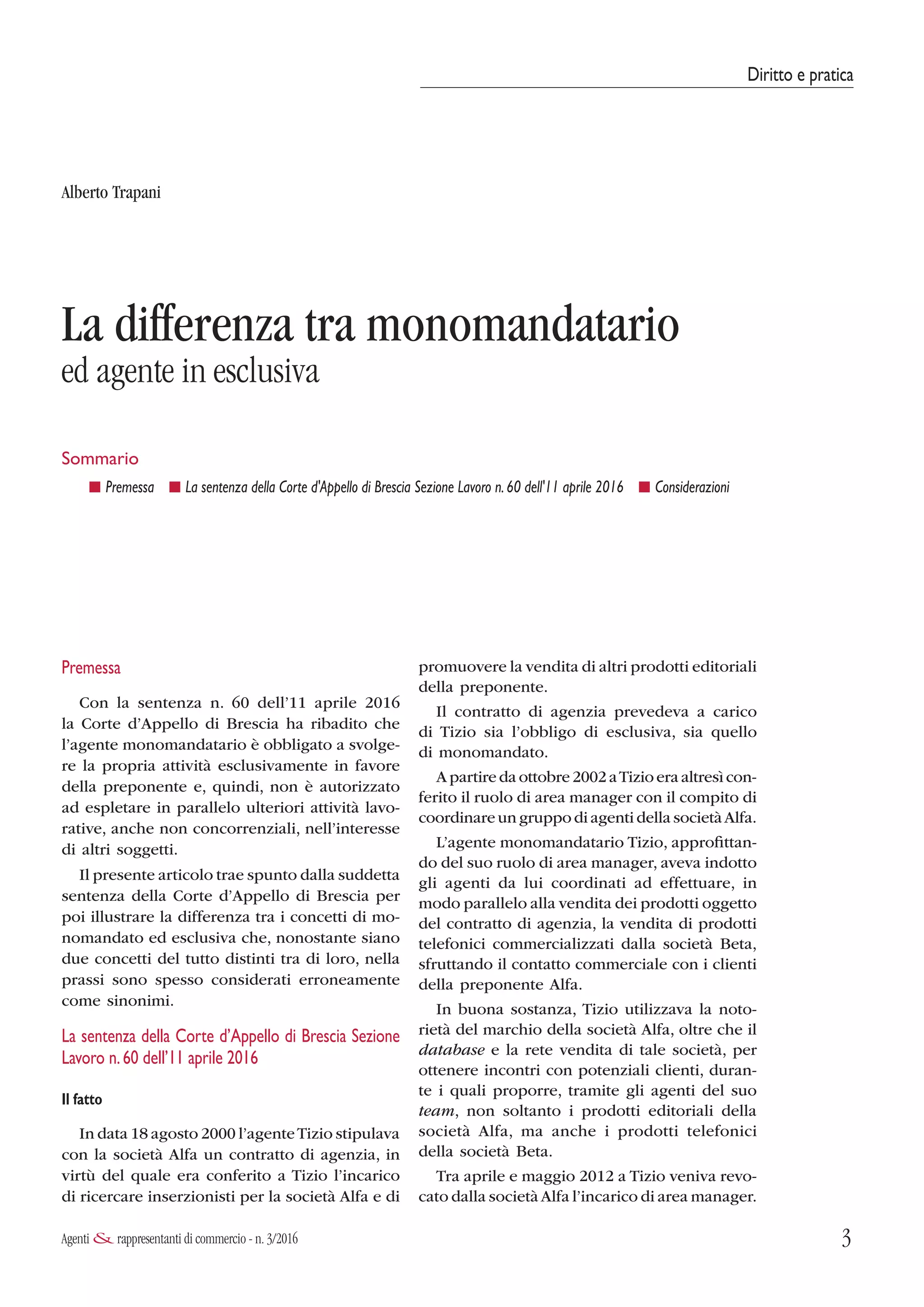 La differenza tra agente monomandatario e agente in esclusiva | PDF
