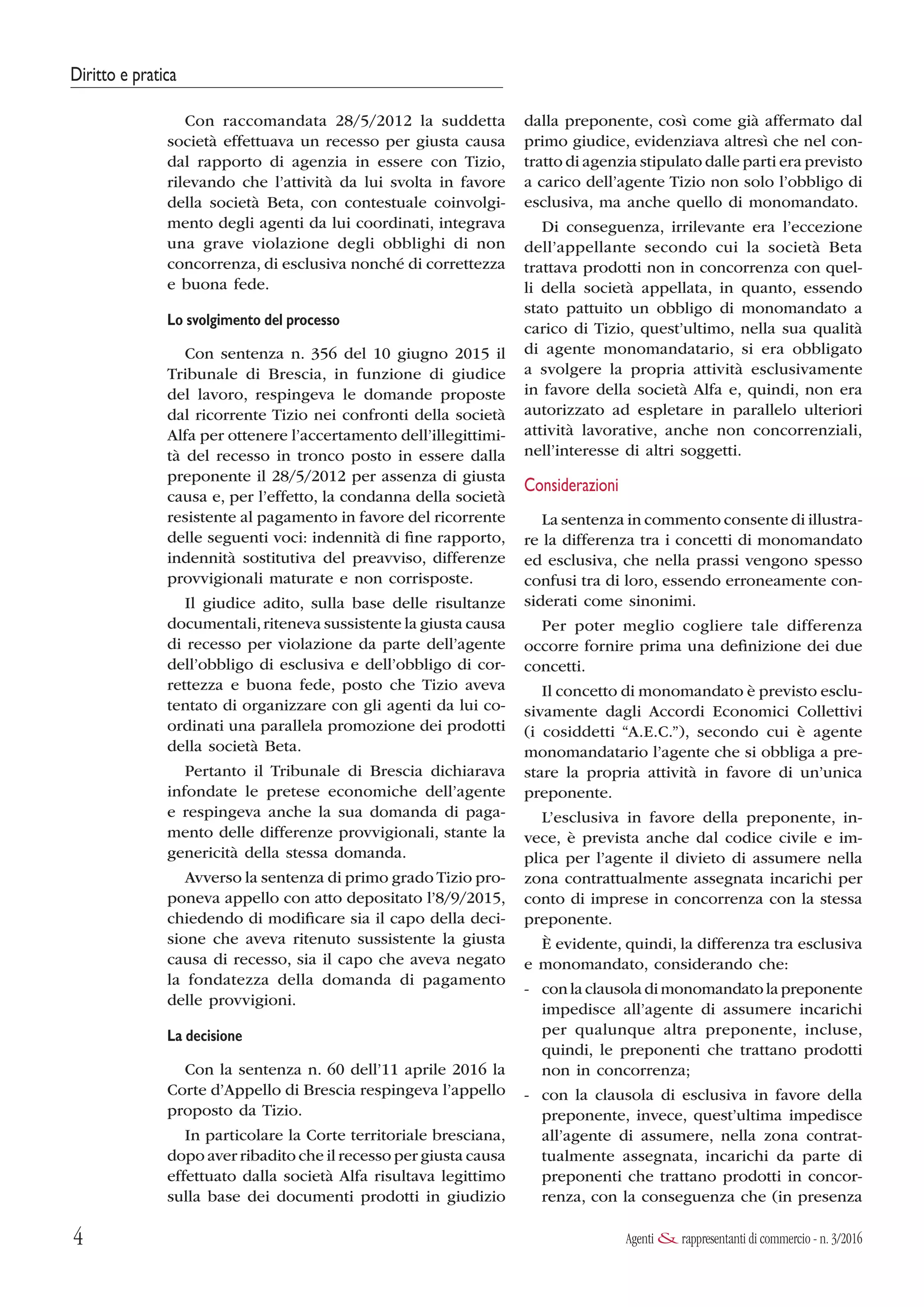 La differenza tra agente monomandatario e agente in esclusiva | PDF