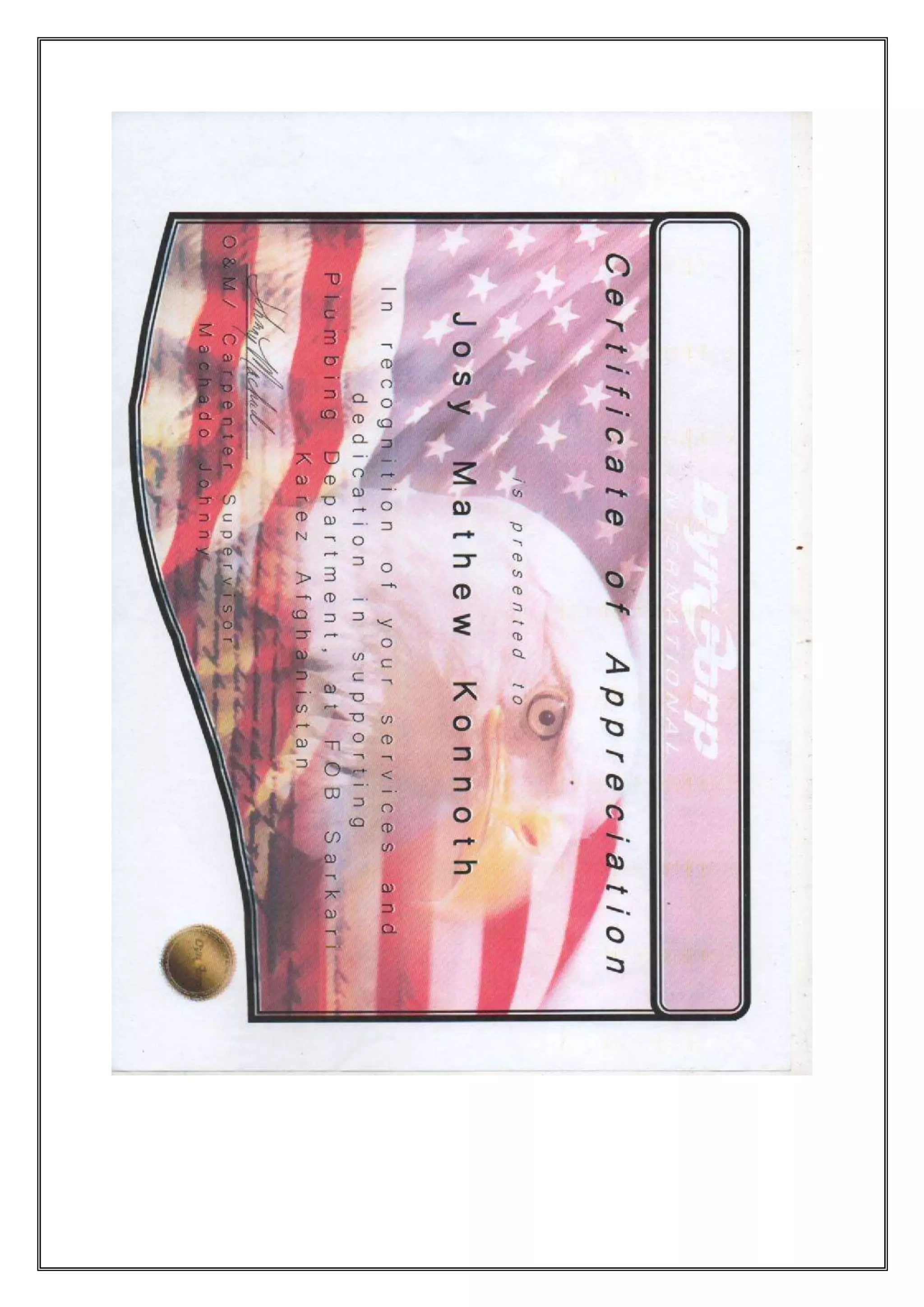 Dyncorp Experience Certificate | DOCX