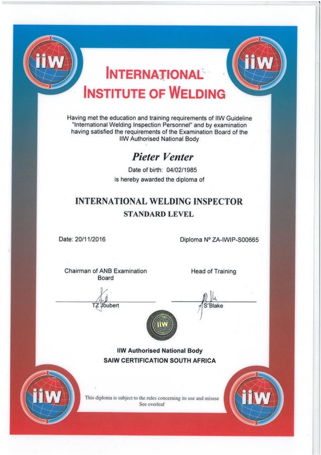 IIW Certificate | PDF