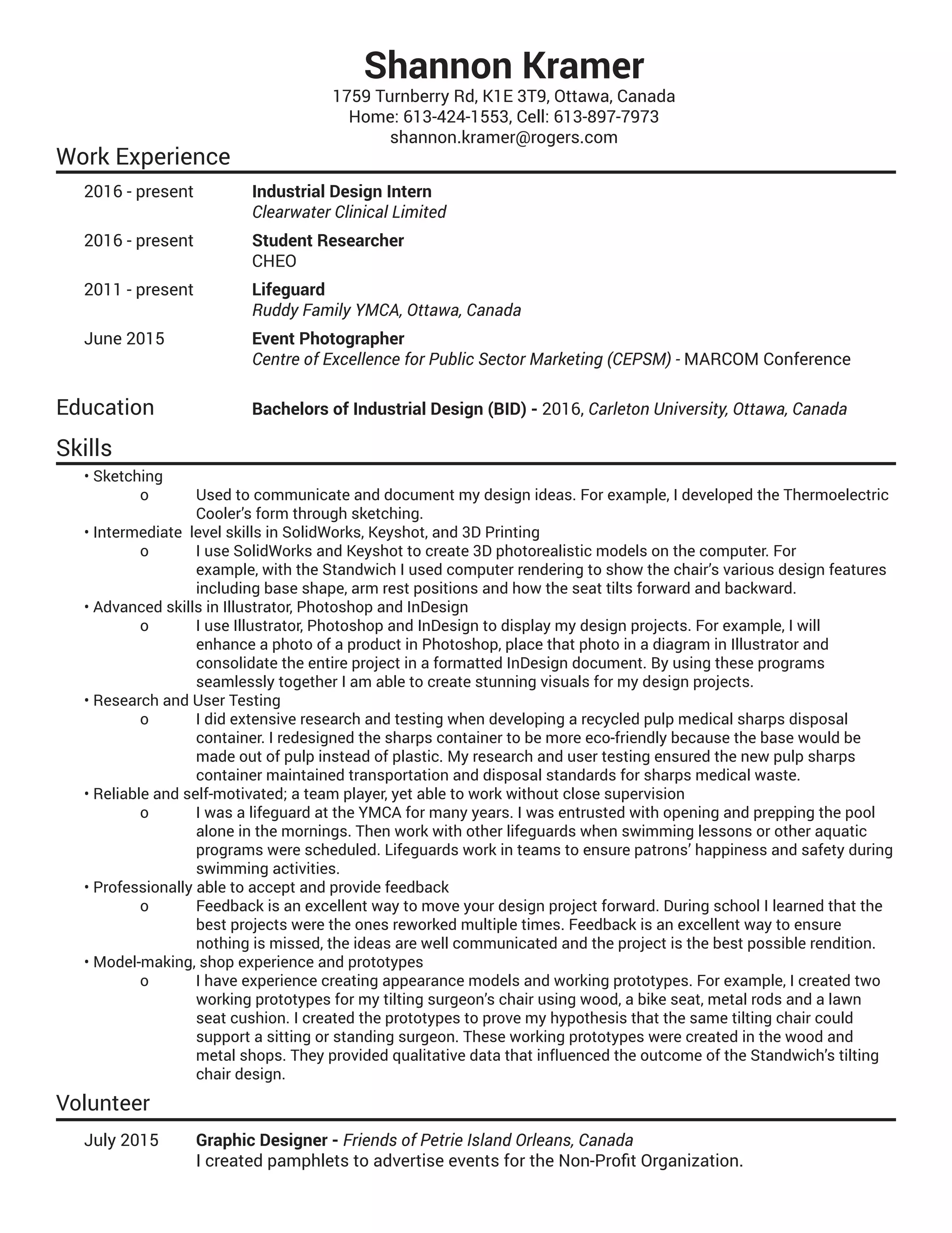 Shannon Kramer Resume June 2016 | PDF