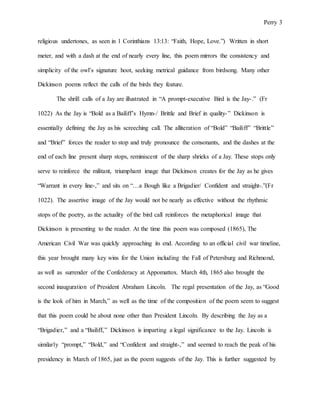 Birdsong: How Emily Dickinson Found her Voice | DOCX | Birdwatching ...