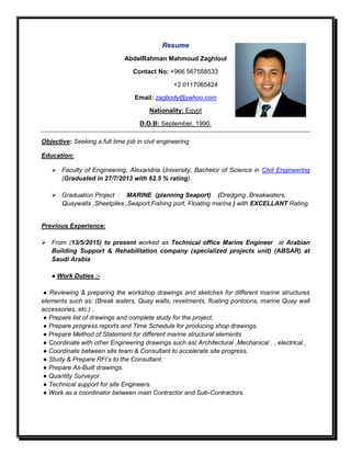 Abdulrhman zaghloul's C.V | PDF