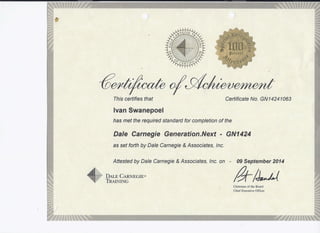 Dale Carnegie Certificate - 2014 | PDF