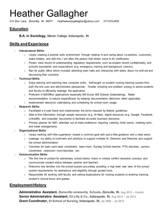 Heather Gallagher Skills Resume | DOCX