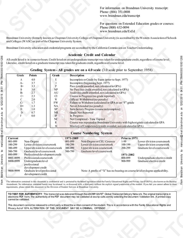 Doctoral Transcript | DOCX | College Education | Education