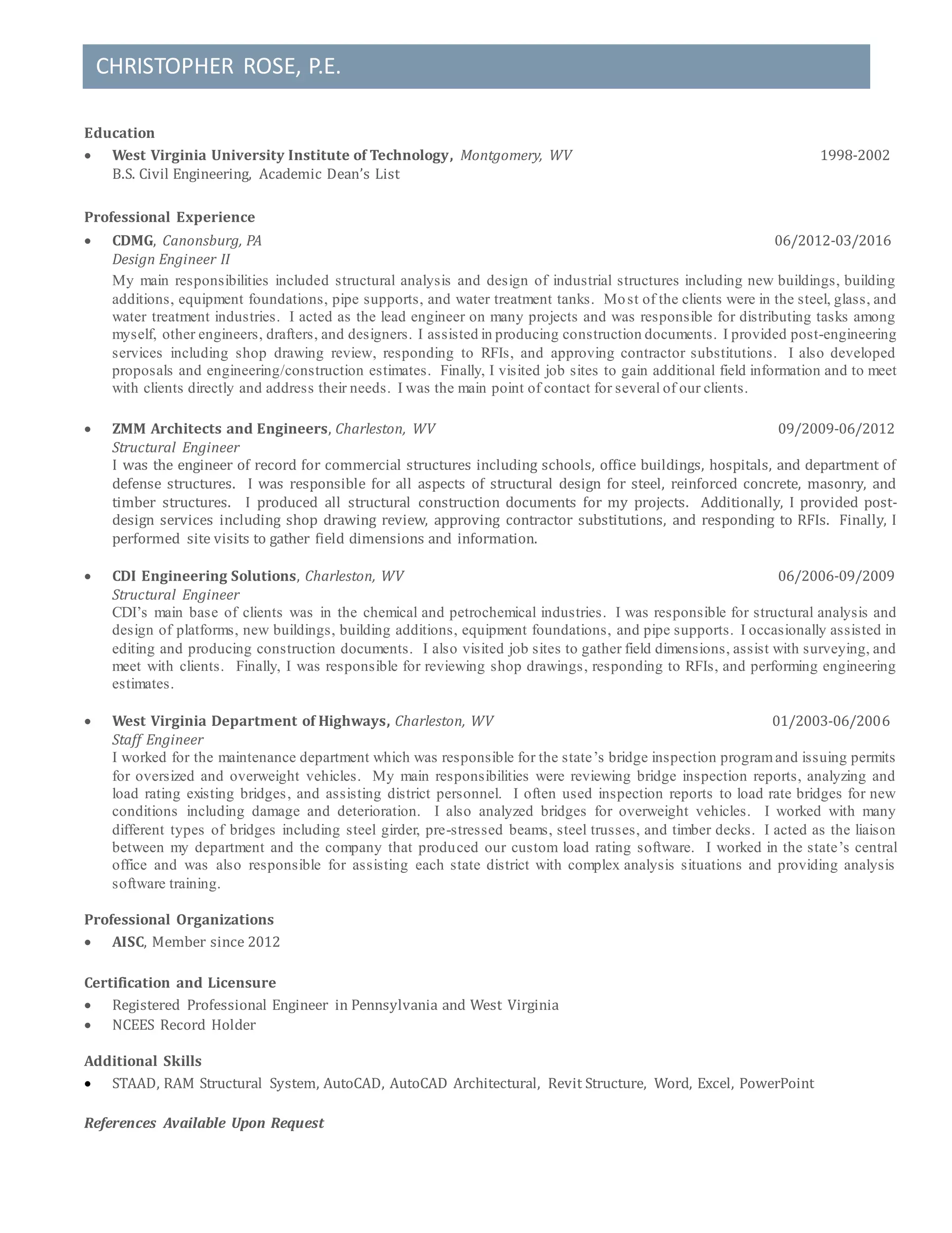 Chris Rose Resume - 2016 Chrono | DOCX