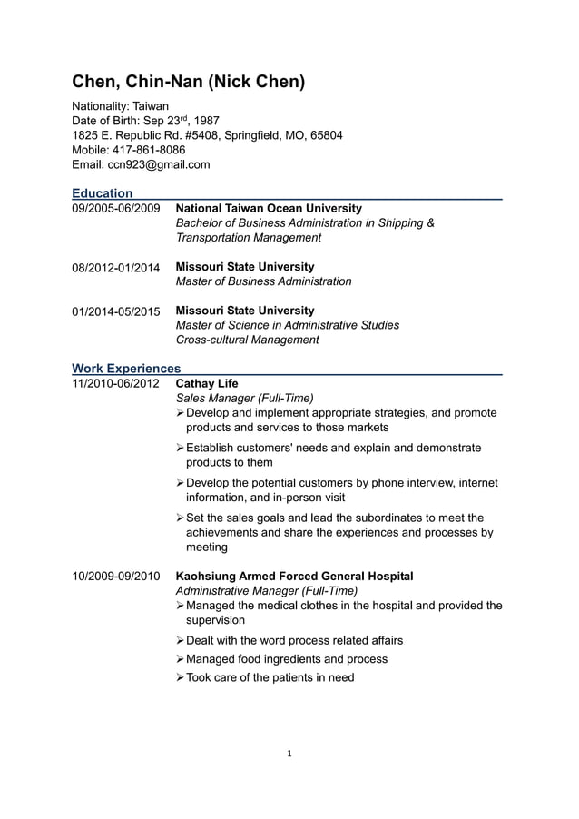 Chen's Resume | PDF