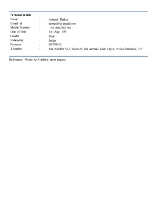 Avinash Thakur CV | PDF