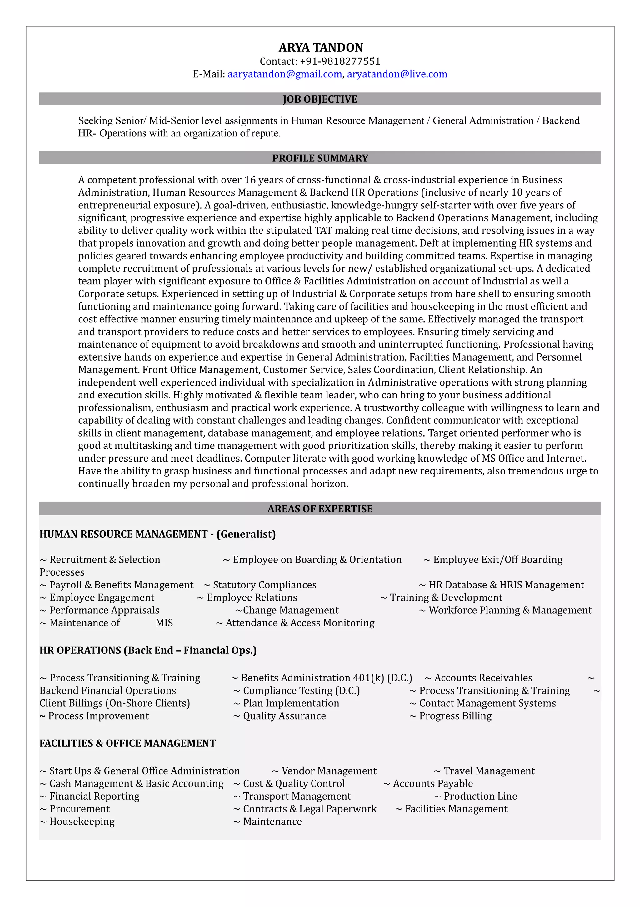 Arya Tandon -Resume | DOC