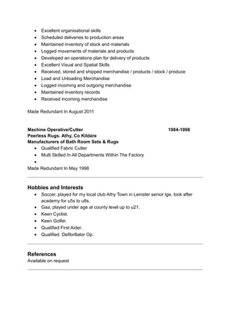 Denis Watts cv1 | ODT | Business | Business and Finance