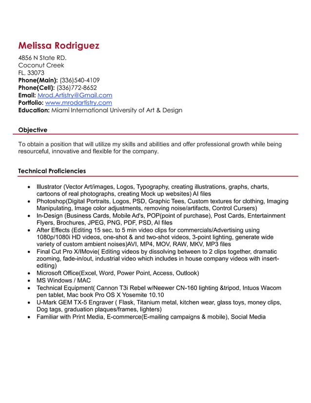 Melissa Resume (2015 Resume Update) | PDF