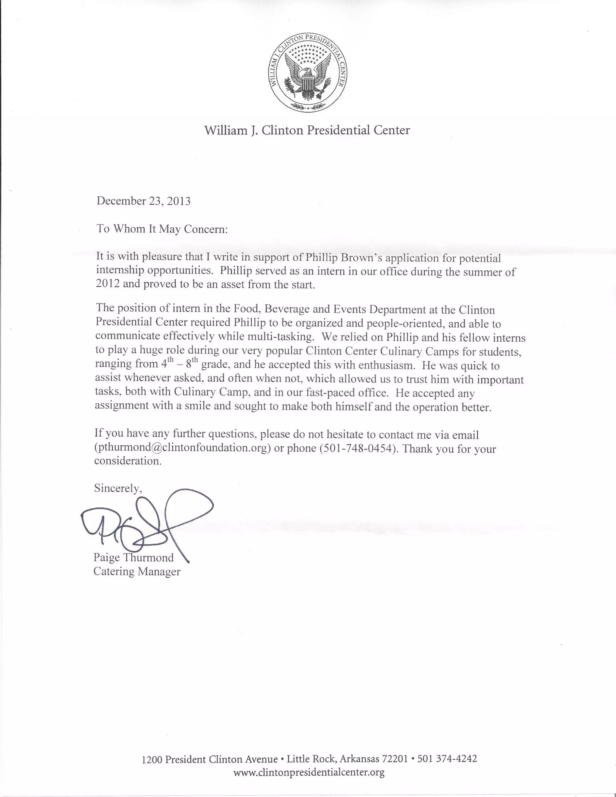 Clinton Foundation Letter of Reference | PDF