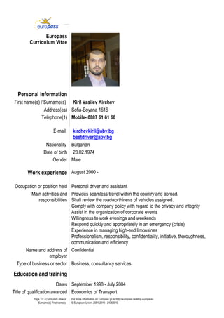 CV_Kiril-Personal driver | PDF