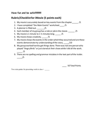 iMovie Trailer for In Like a Lion Grade 8 | DOCX | Desktop Publishing ...