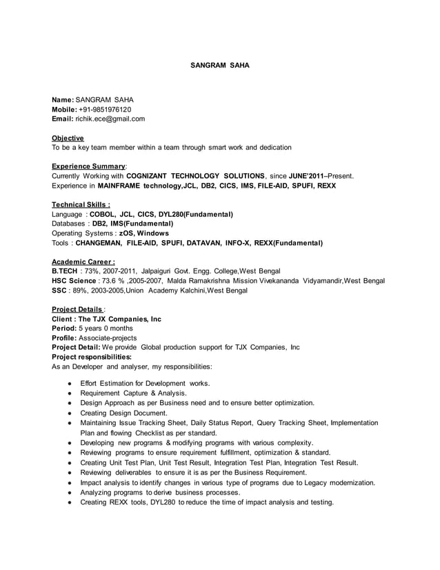 Sangram's Resume | DOCX | Business | Business and Finance
