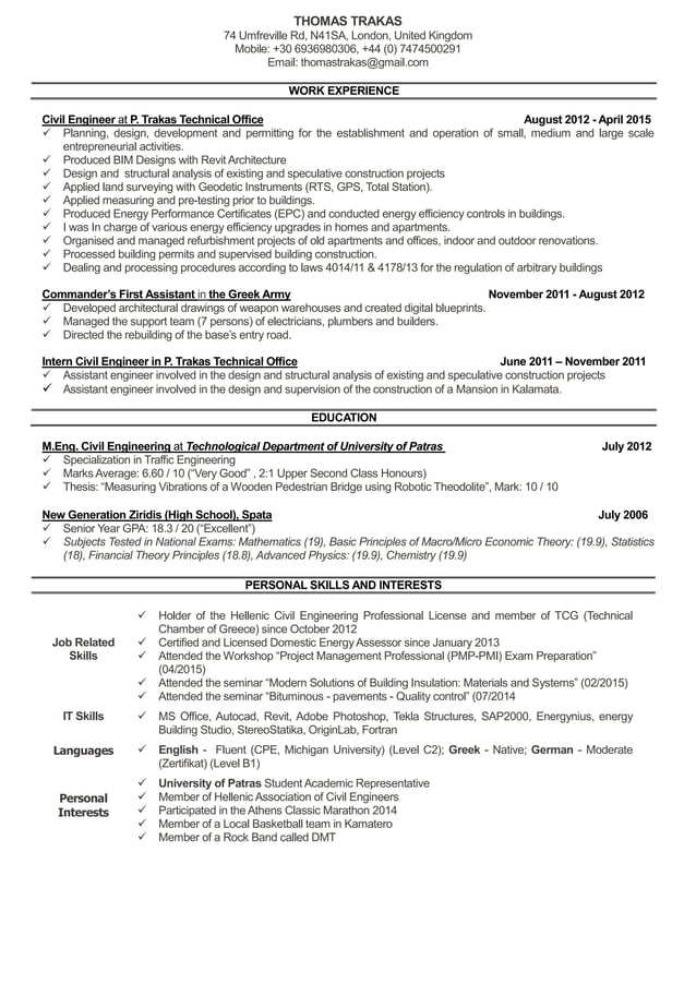 Thomas_Trakas_CV | PDF | Civil Engineering Industry | Industries