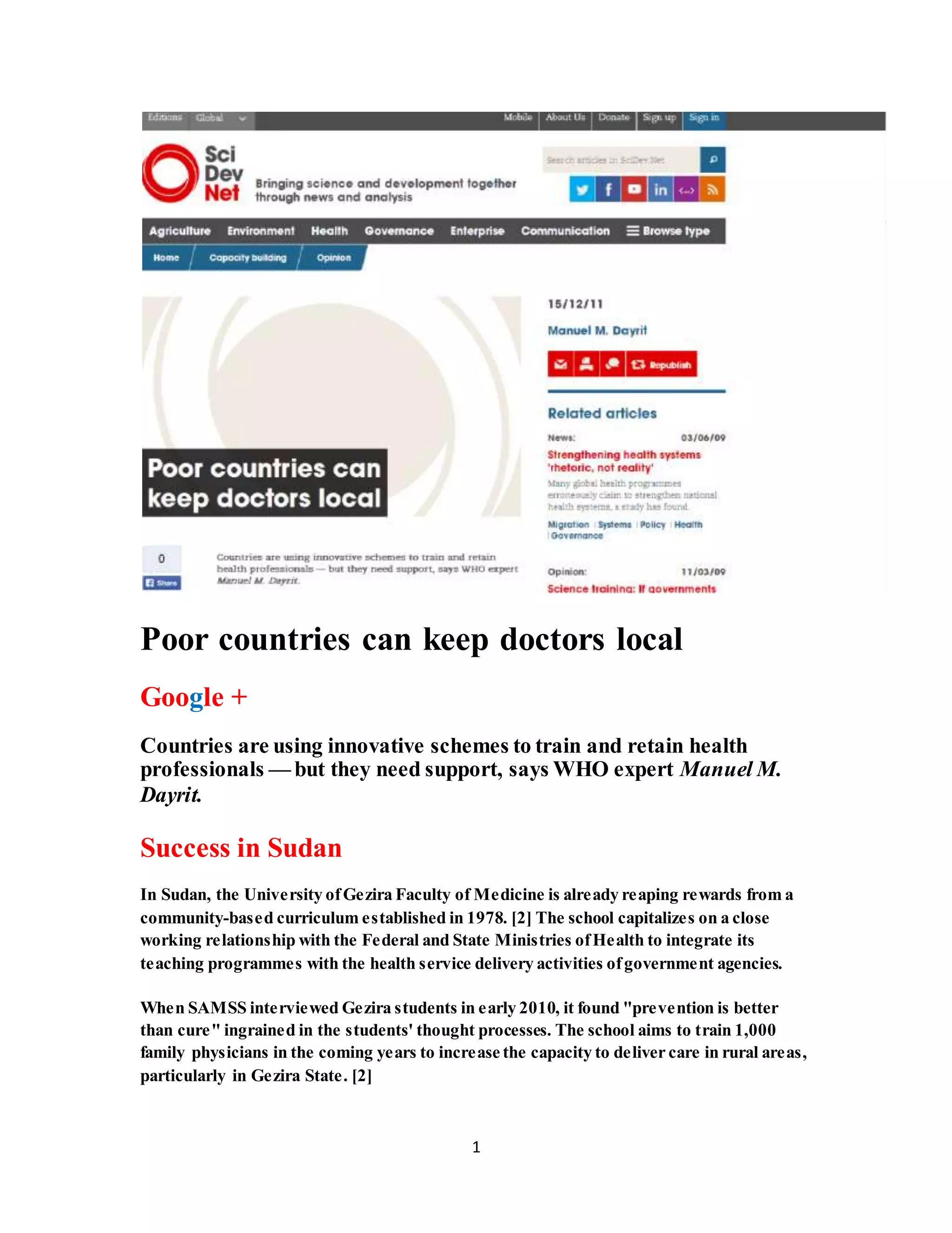 Poor countries can keep doctors local. word painter | DOCX | Healthcare ...