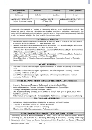 Christopher Chileshe 2016 | PDF